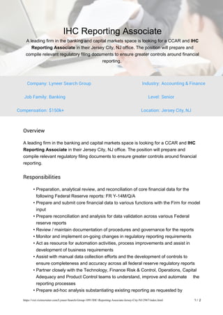 IHC Reporting Associate | PDF