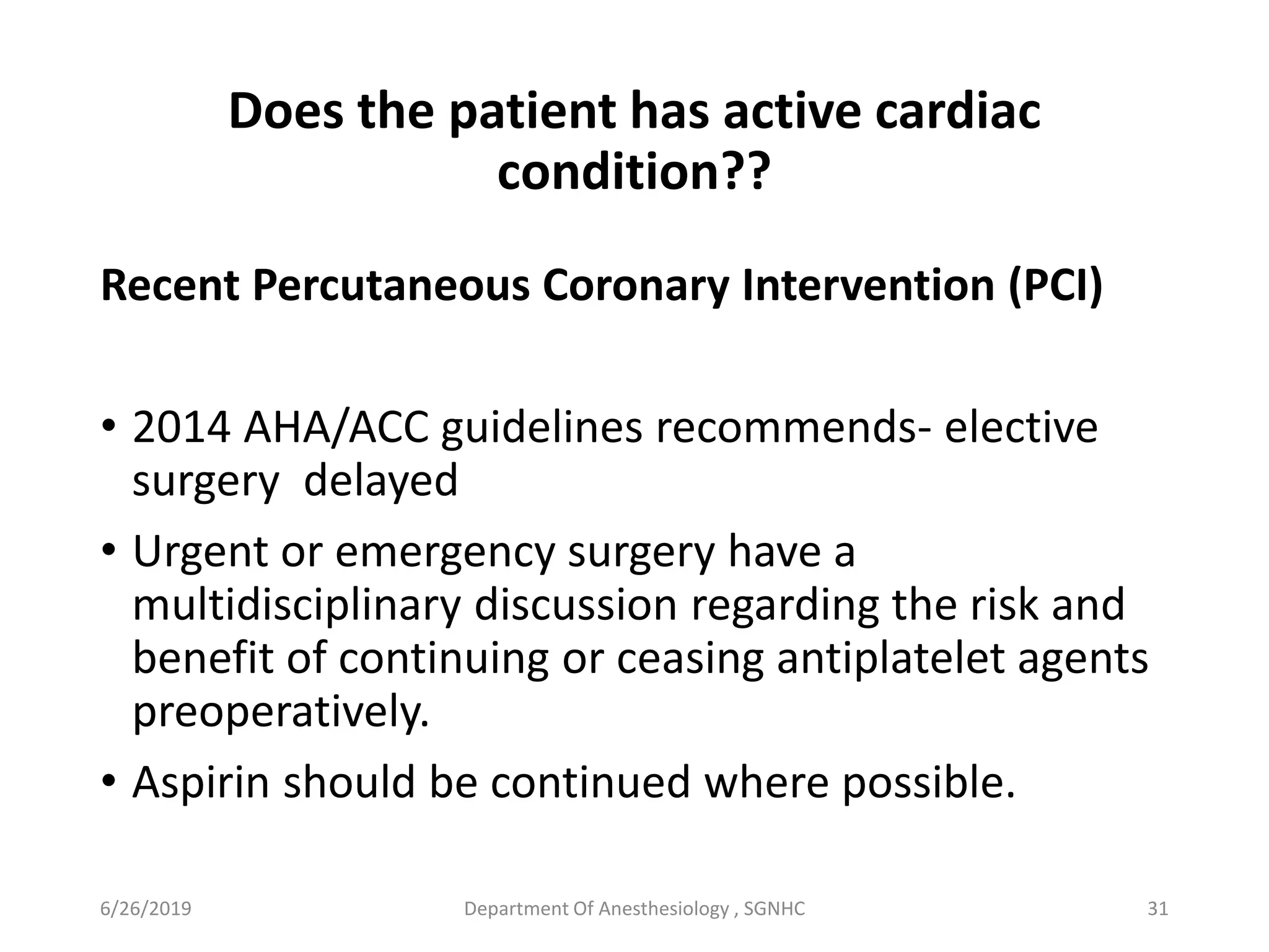 Ischemic heart disease and anesthetic management | PDF
