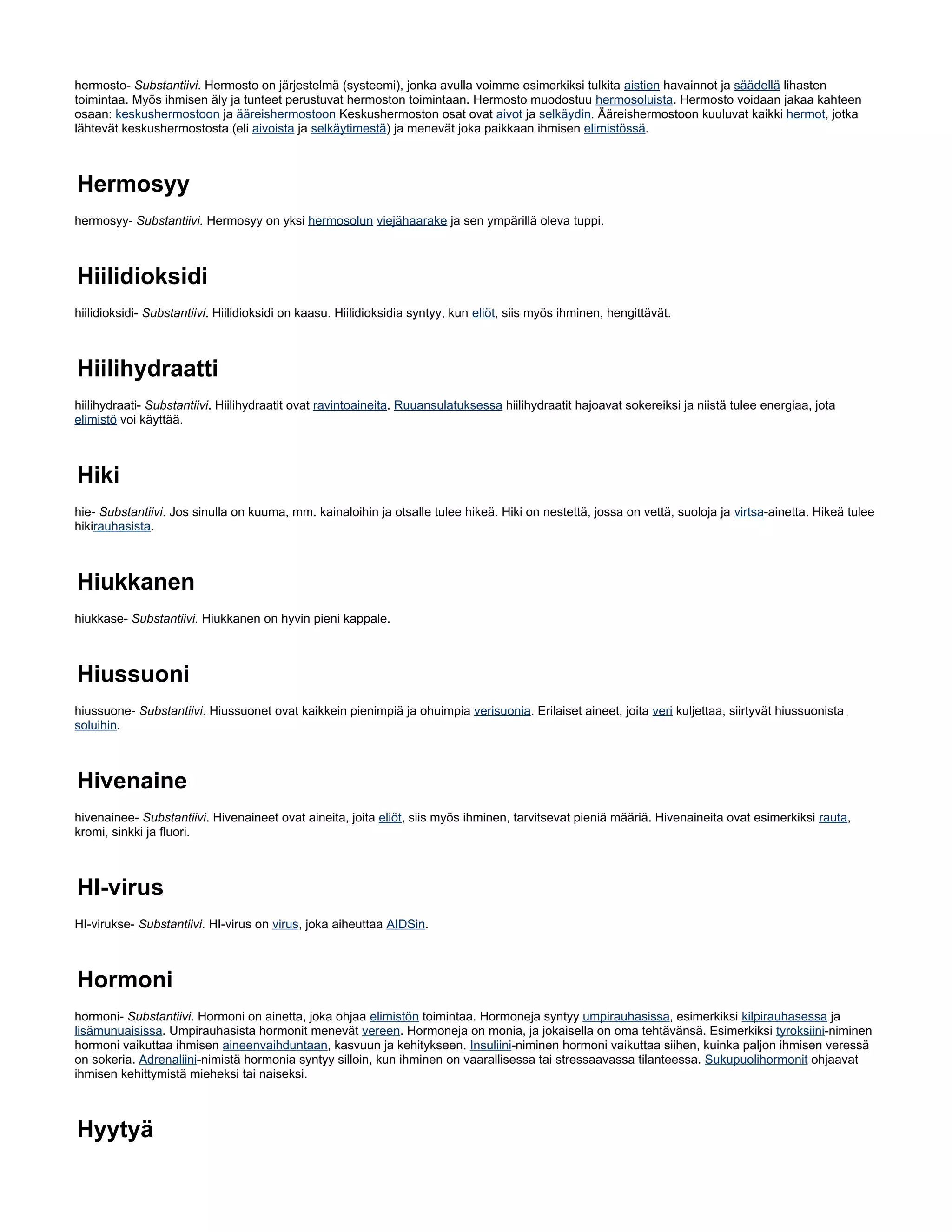 Ihmisen biologian selkokielisanasto | PDF