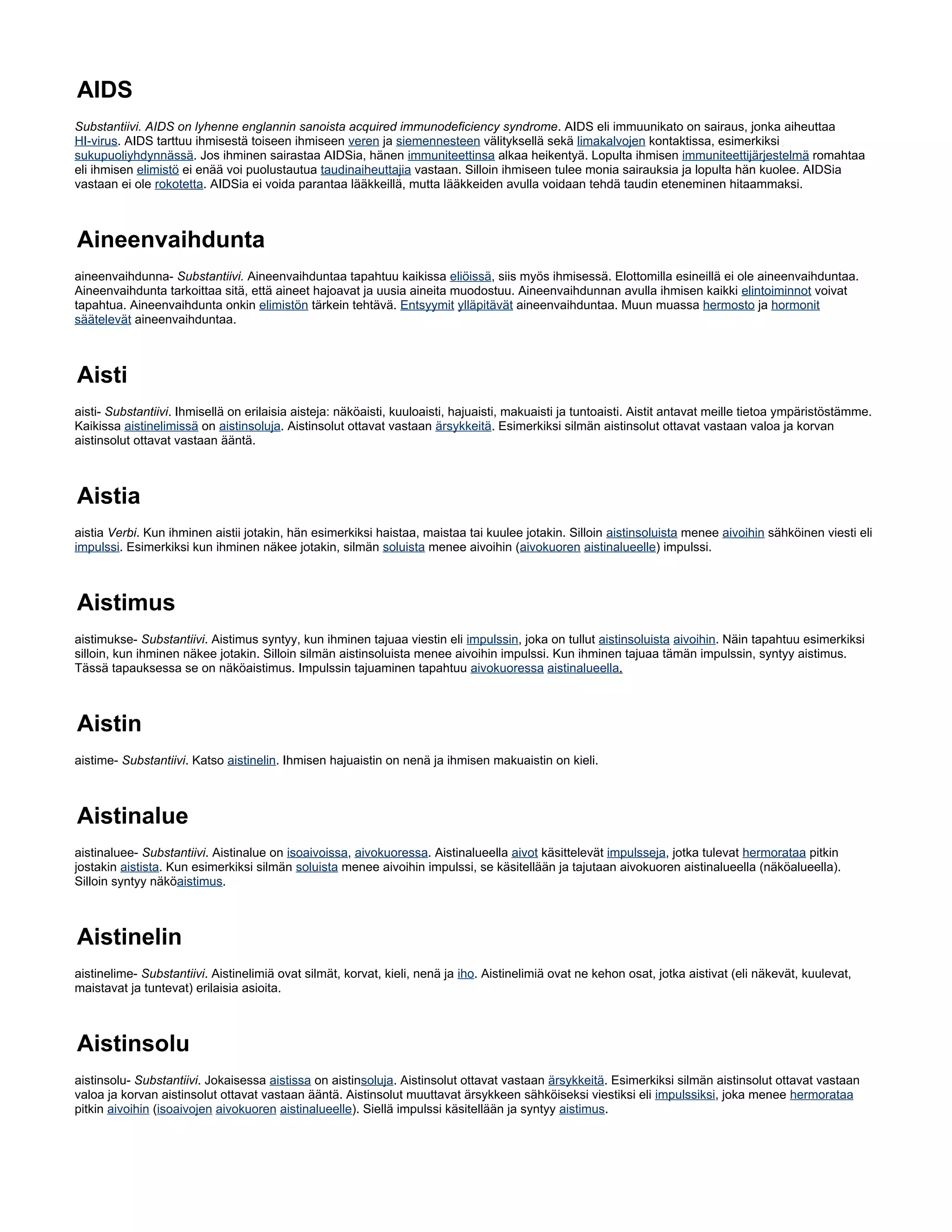 Ihmisen biologian selkokielisanasto | PDF