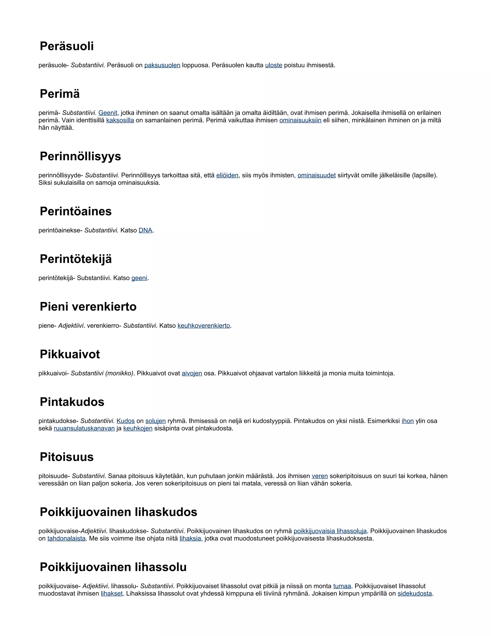 Ihmisen biologian selkokielisanasto | PDF