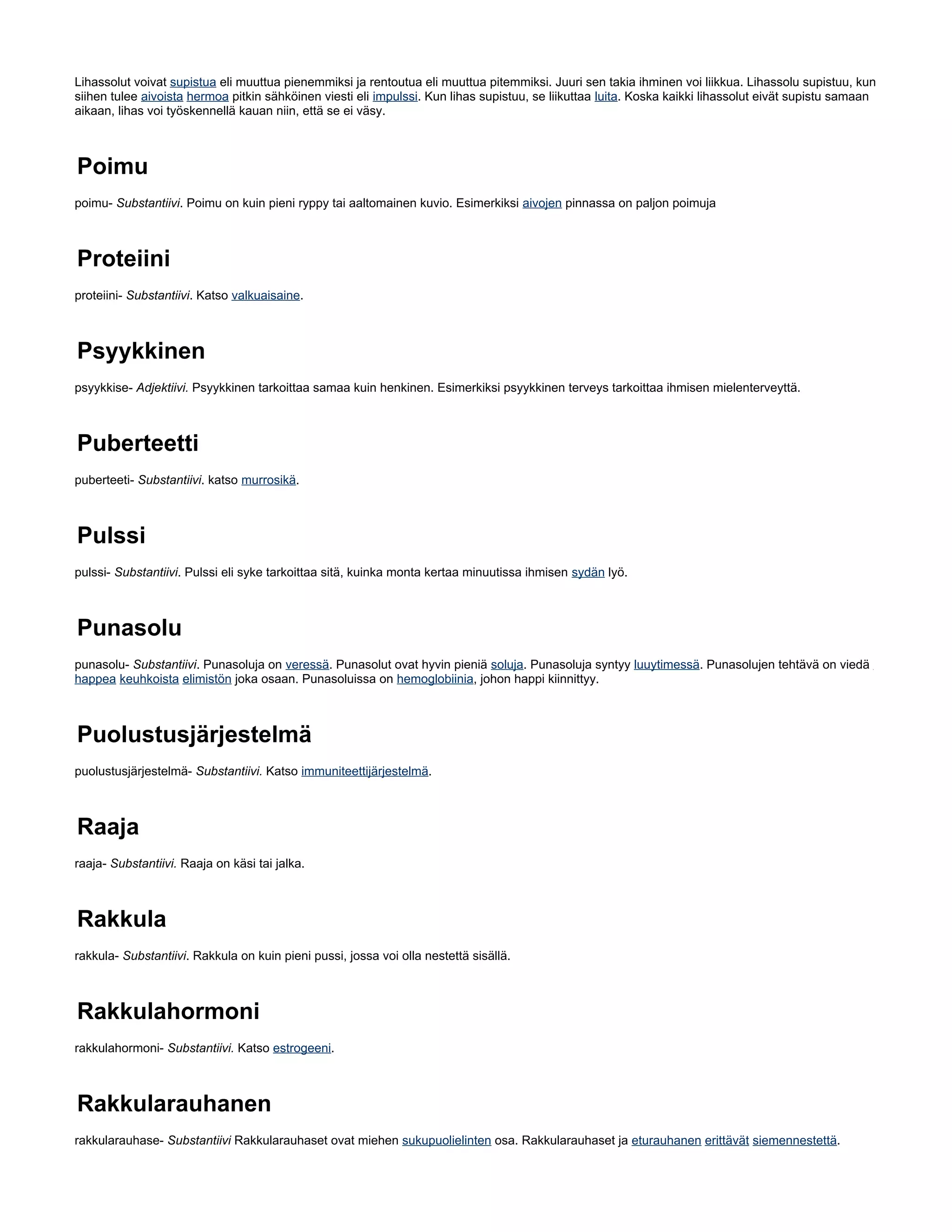Ihmisen biologian selkokielisanasto | PDF