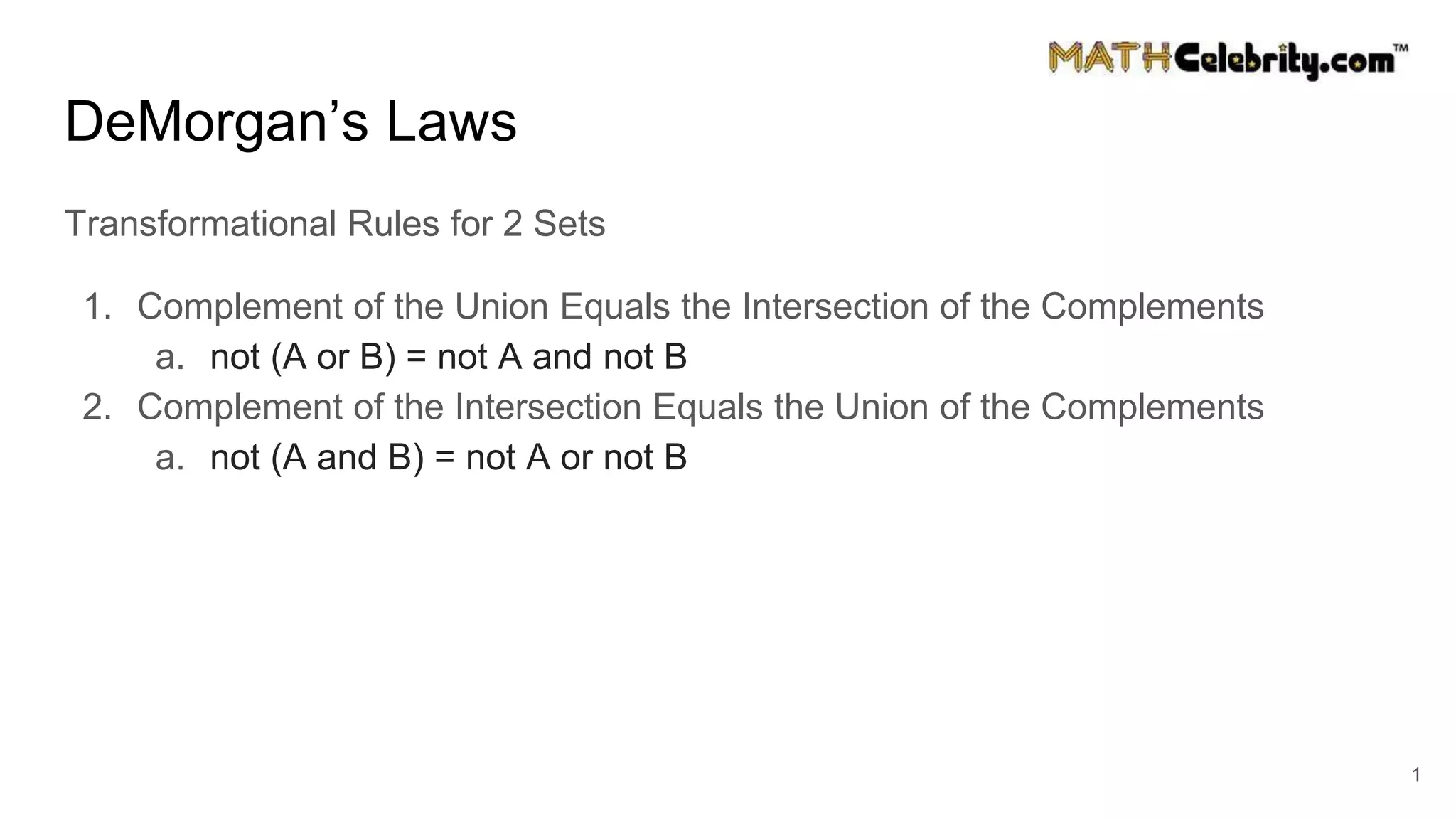 How to Prove and Apply De Morgan's Laws | PPTX