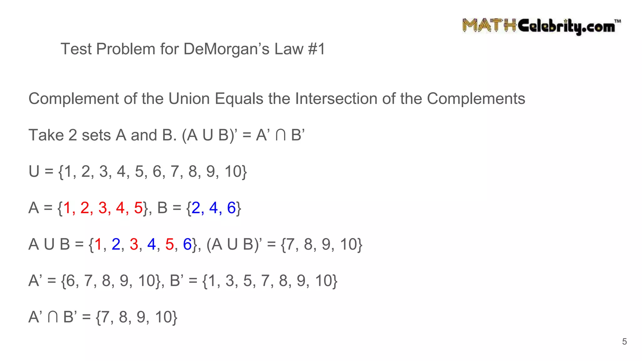 How to Prove and Apply De Morgan's Laws | PPTX