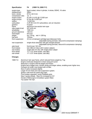 Honda cbr600 f history of the marque uk models | PDF