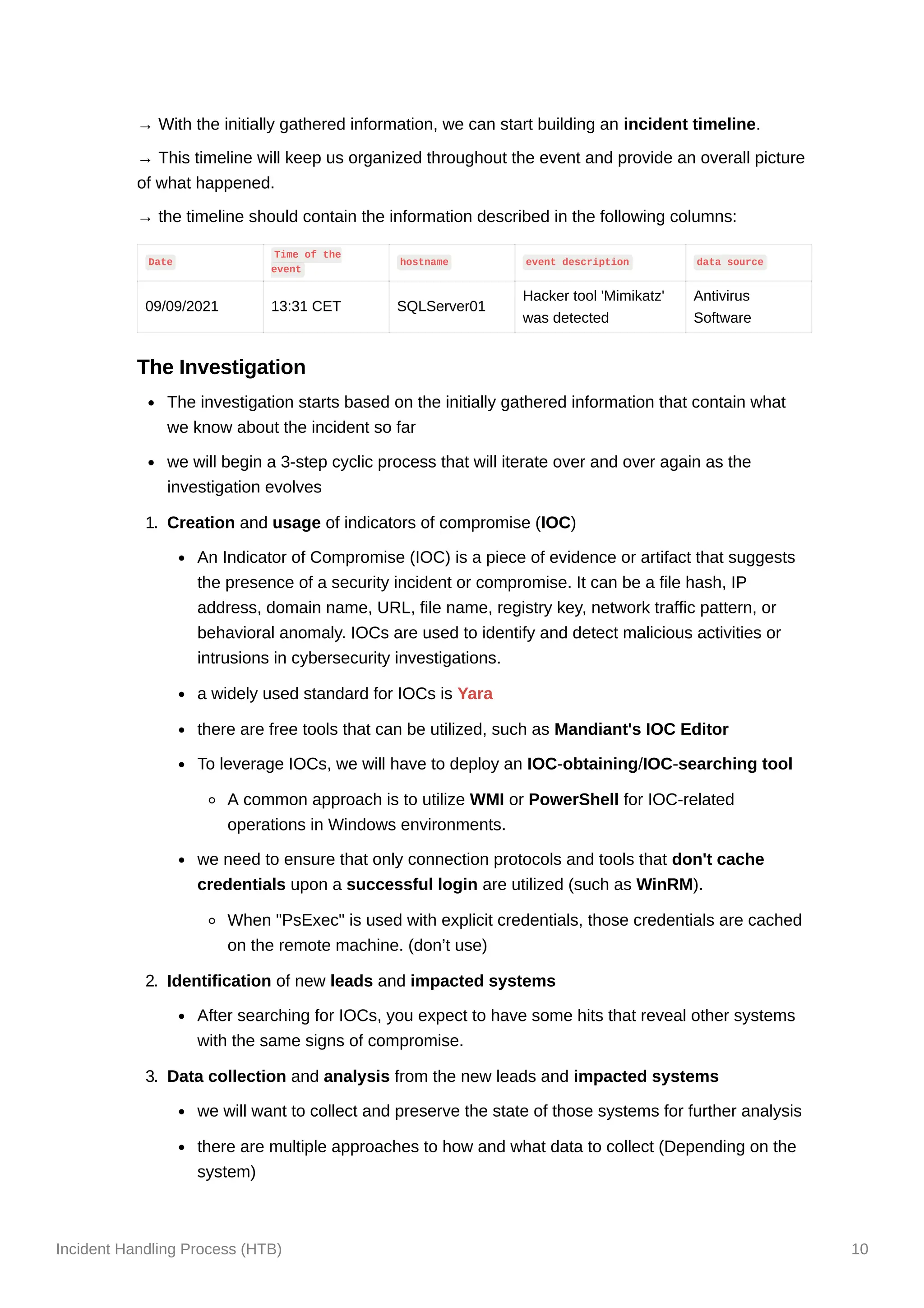 Incident handling is a clearly defined set of procedures to manage and ...