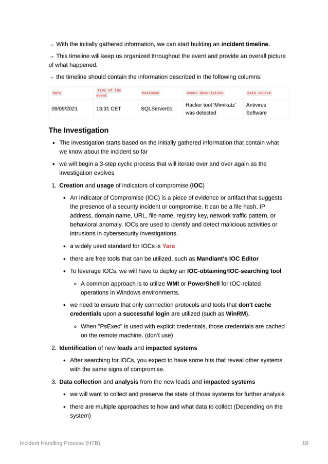 Incident handling is a clearly defined set of procedures to manage and ...