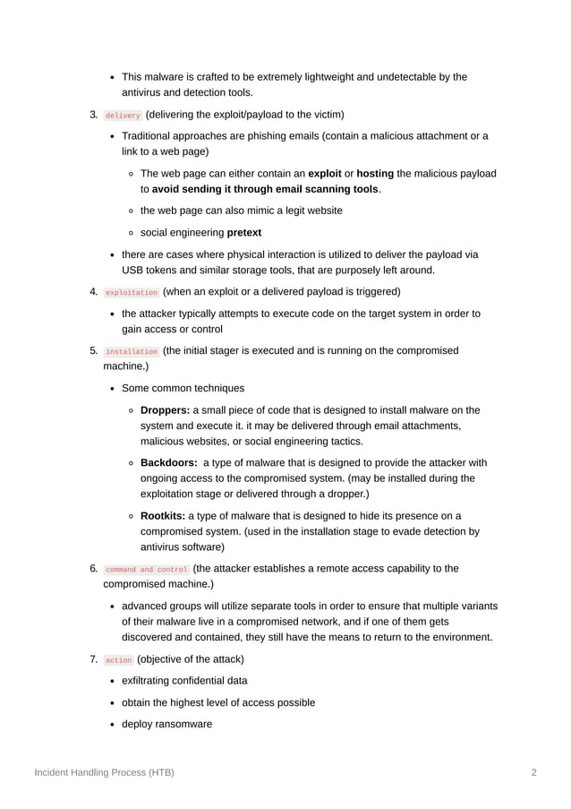 Incident handling is a clearly defined set of procedures to manage and ...