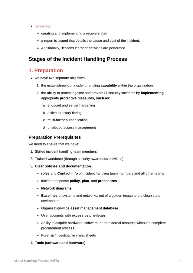 Incident handling is a clearly defined set of procedures to manage and ...