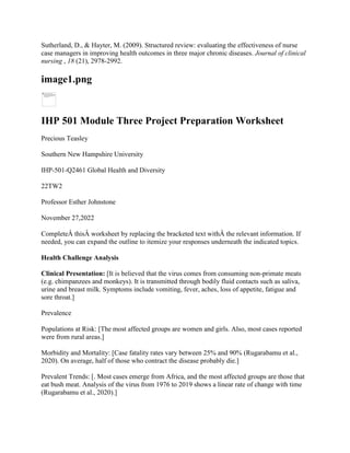 IHP 501 ModuleFour Project PreparationWorksheetPrecious TeasleySouther.docx