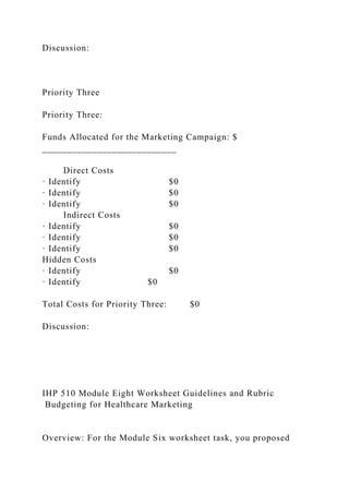 IHP 510 Module Eight WorksheetFor the Module Six worksheet tas.docx