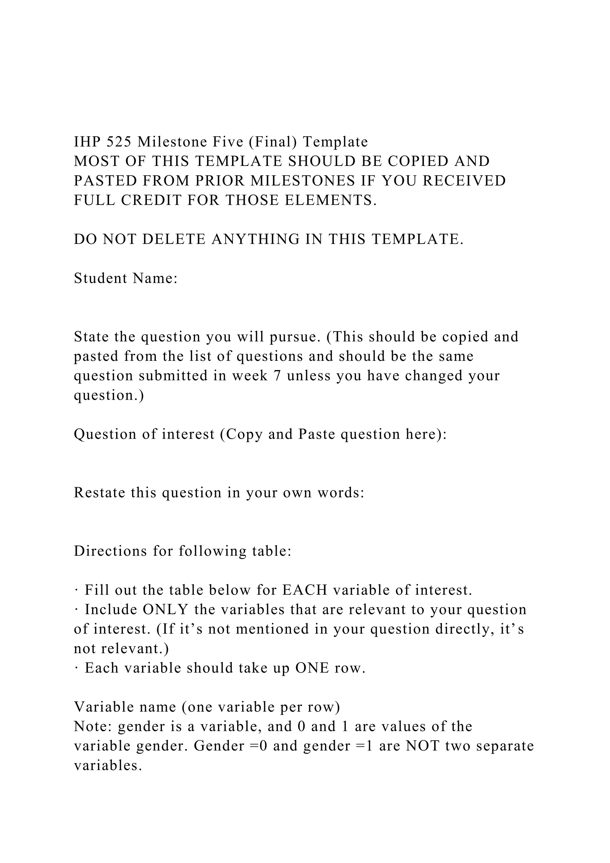 IHP 525 Milestone Five (Final) TemplateMOST OF THIS TEMPLATE S.docx