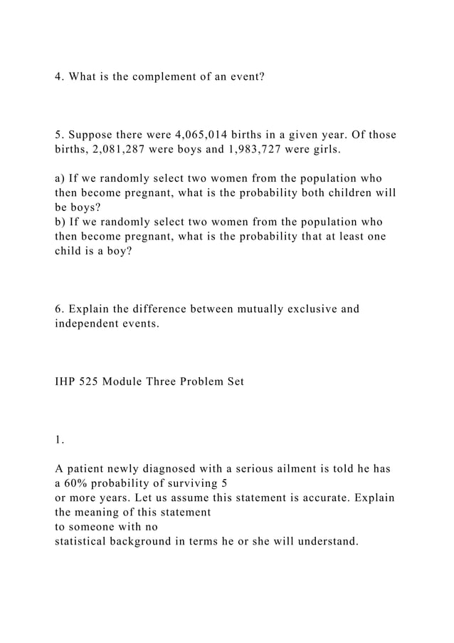IHP 525 Module Three Problem Set 1. A patient newly diagno.docx