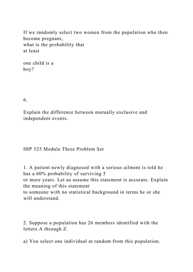 IHP 525 Module Three Problem Set 1. A patient newly diagno.docx
