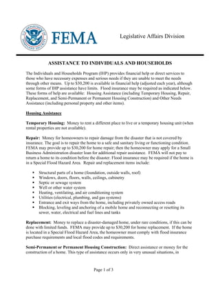 FEMA Notification Assistance to Individuals & households | PDF
