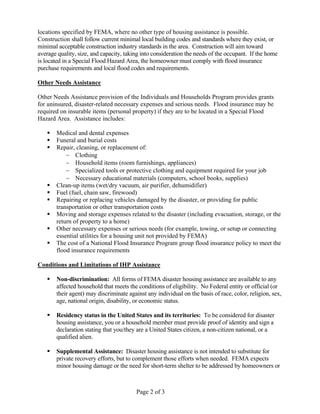 FEMA Notification Assistance to Individuals & households | PDF