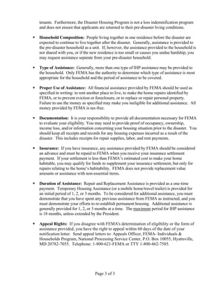 FEMA Notification Assistance to Individuals & households | PDF