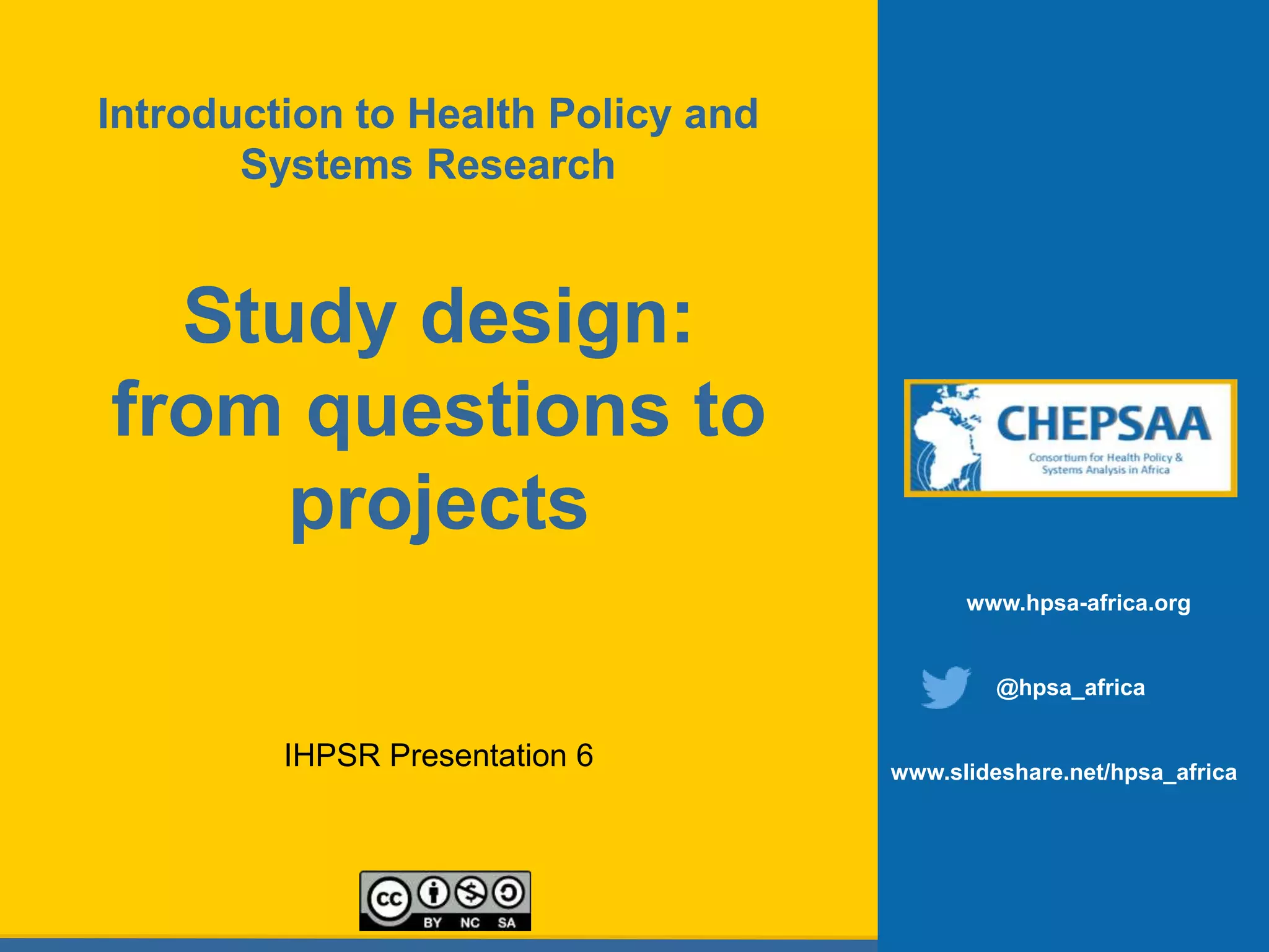 Study design: from questions to projects | PPTX