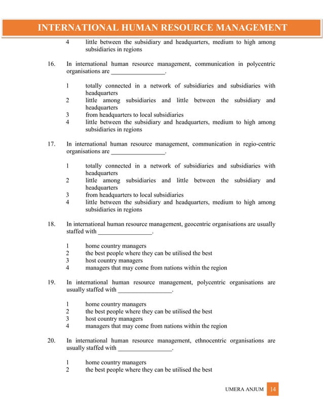 International Human Resource Management | PDF