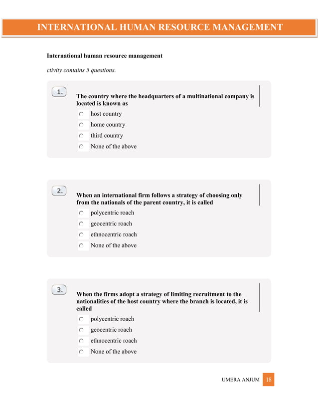 International Human Resource Management | PDF