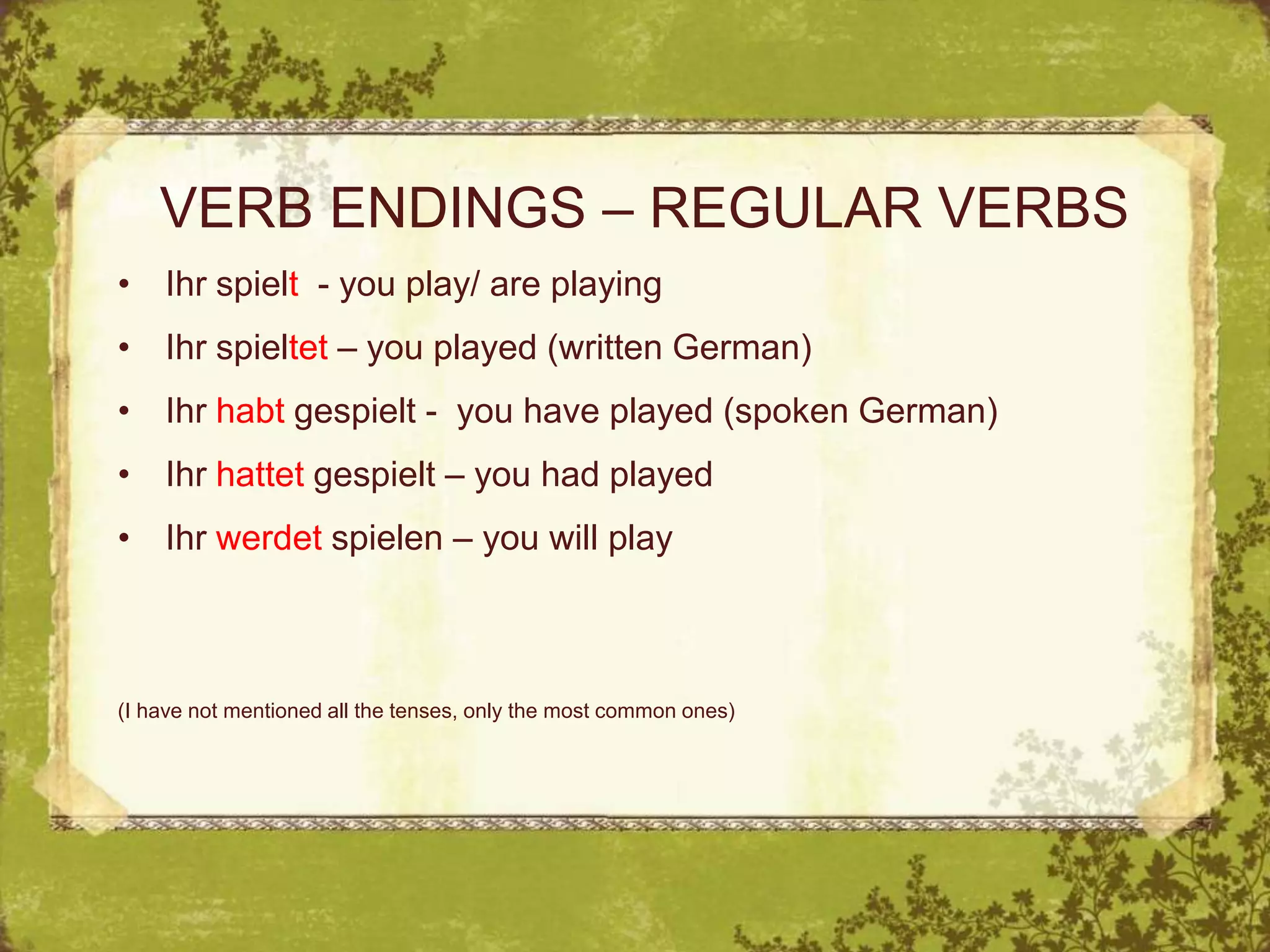 Ihr - German informal plural you | PPTX