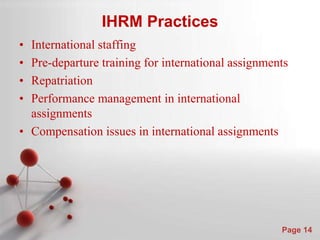 INTERNATIONAL HUMAN RESOURCE MANAGEMENT | PPT