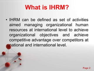 INTERNATIONAL HUMAN RESOURCE MANAGEMENT | PPT