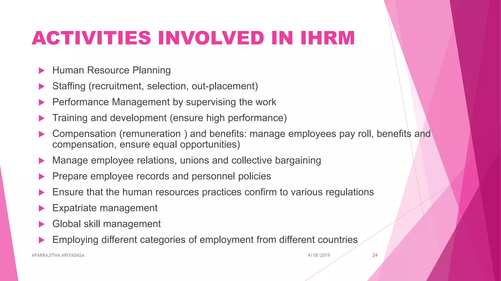 INTERNATIONAL HUMAN RESOURCES MANAGEMENT | PPTX | Human Resources | Business