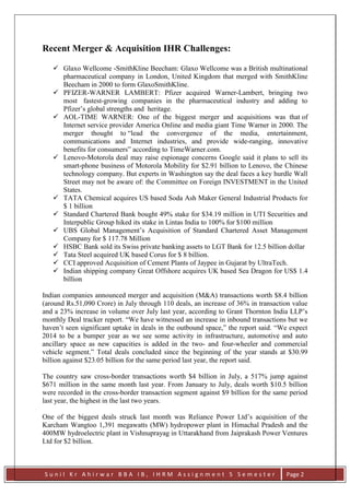 IHRM Merger & Acquisition | DOCX