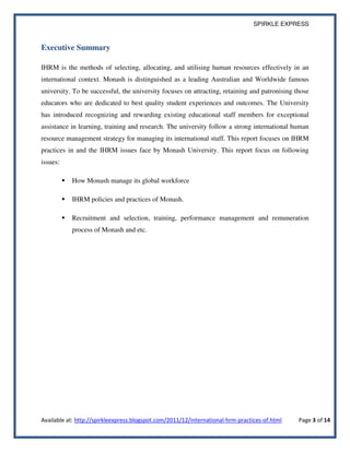 IHRM PRACTICES OF UNIVERSITY OF MONASH by MMH | PDF