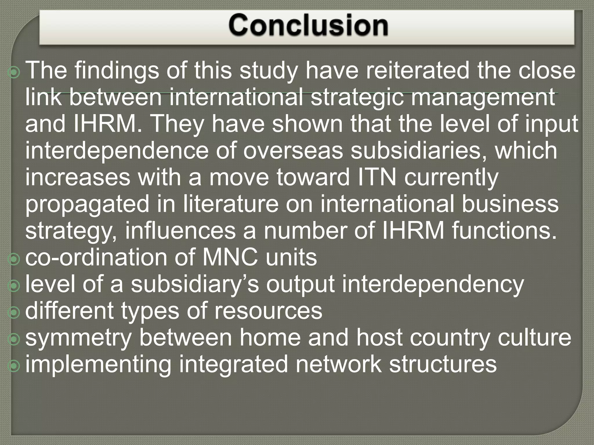 Cultural consequences of IHRM on company’s values, behavior ...