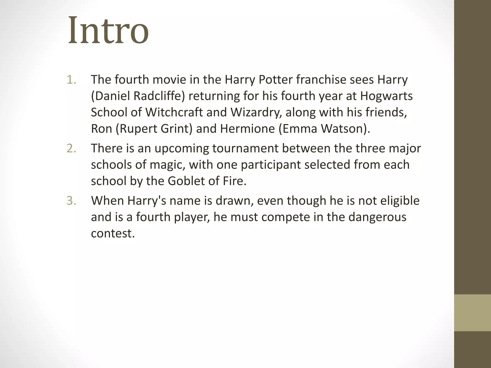Harry Potter and The Goblet Of Fire: Movie Review | PPTX