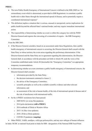 International Health Regulations & PHEIC | PDF