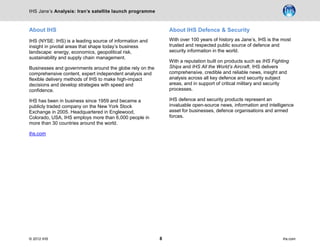 IHS Analysis - Iran's Satellite Programme | PDF