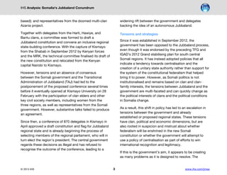 IHS Analysis - Somalia's Jubbaland Conundrum | PDF