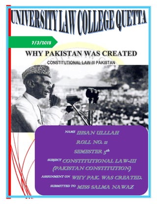 WHY PAKISTAN WAS CREATED. | PDF