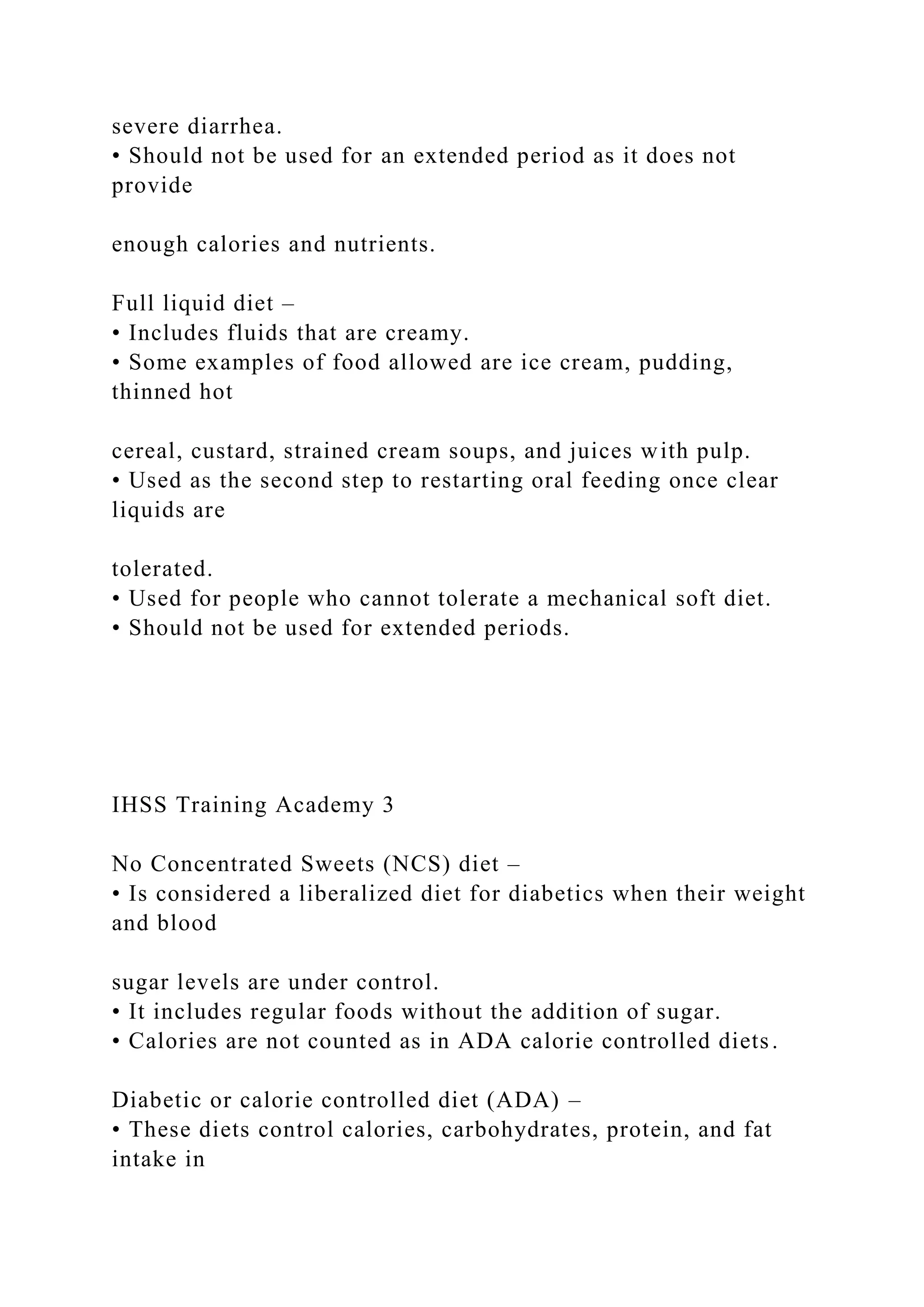 IHSS Training Academy 1 Types of Therapeutic Diets .docx