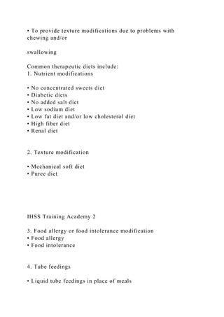 IHSS Training Academy 1 Types of Therapeutic Diets .docx