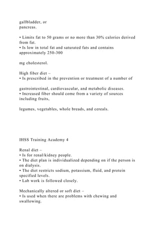 IHSS Training Academy 1 Types of Therapeutic Diets .docx