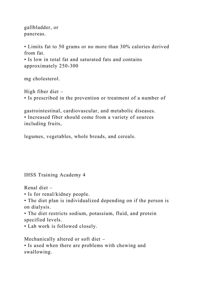 IHSS Training Academy 1 Types of Therapeutic Diets .docx