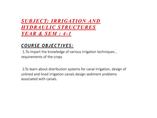 Irrigation and hydraulic structures, reservoirs and types | PPTX