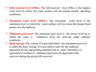 Irrigation and hydraulic structures, reservoirs and types | PPTX