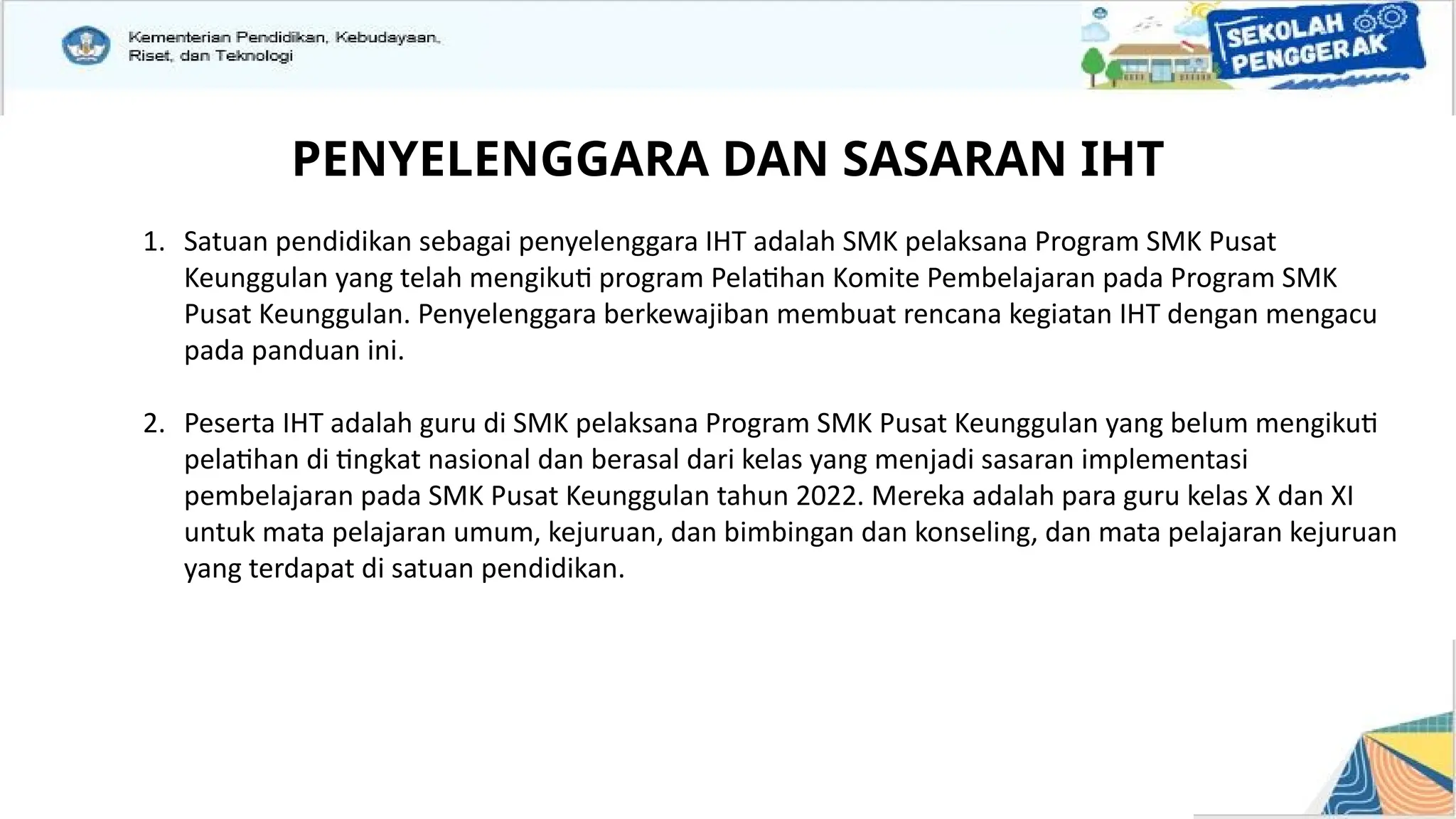 Tema Presentasi IHT hari ke 1 SMK Pusat Keunggulan | PPTX