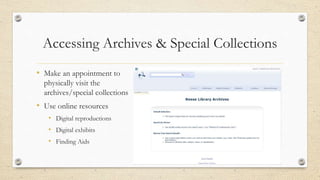 Using Archives and Special Collections | PPT