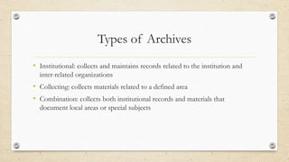 Using Archives and Special Collections | PPT