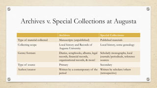 Using Archives and Special Collections | PPT