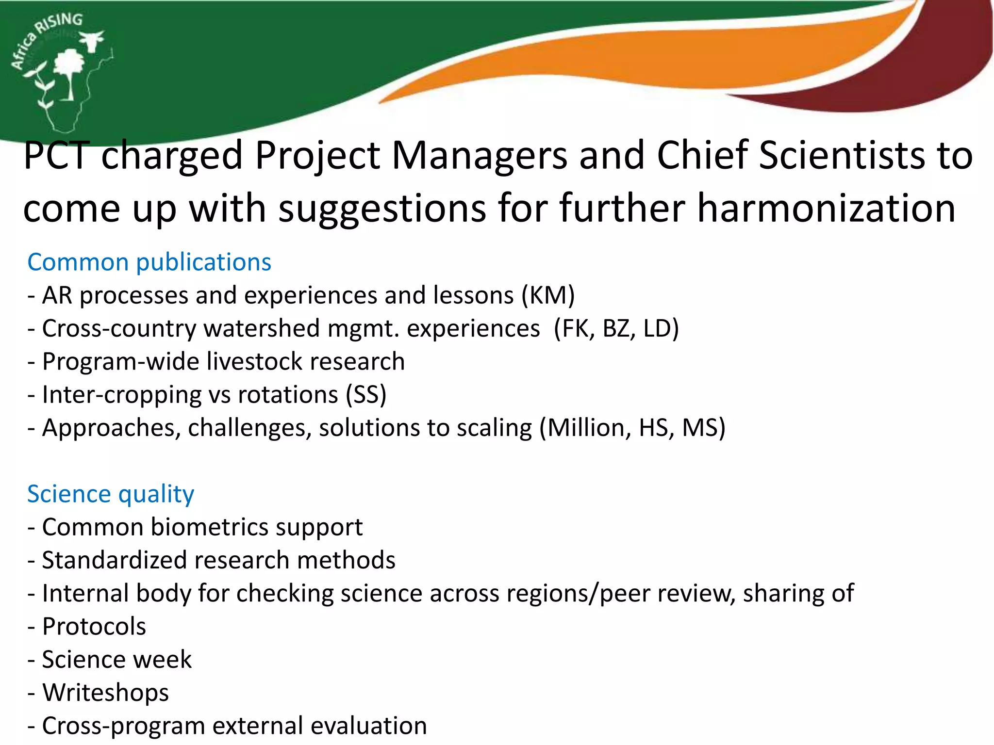 Harmonization and cross-program learning | PPT