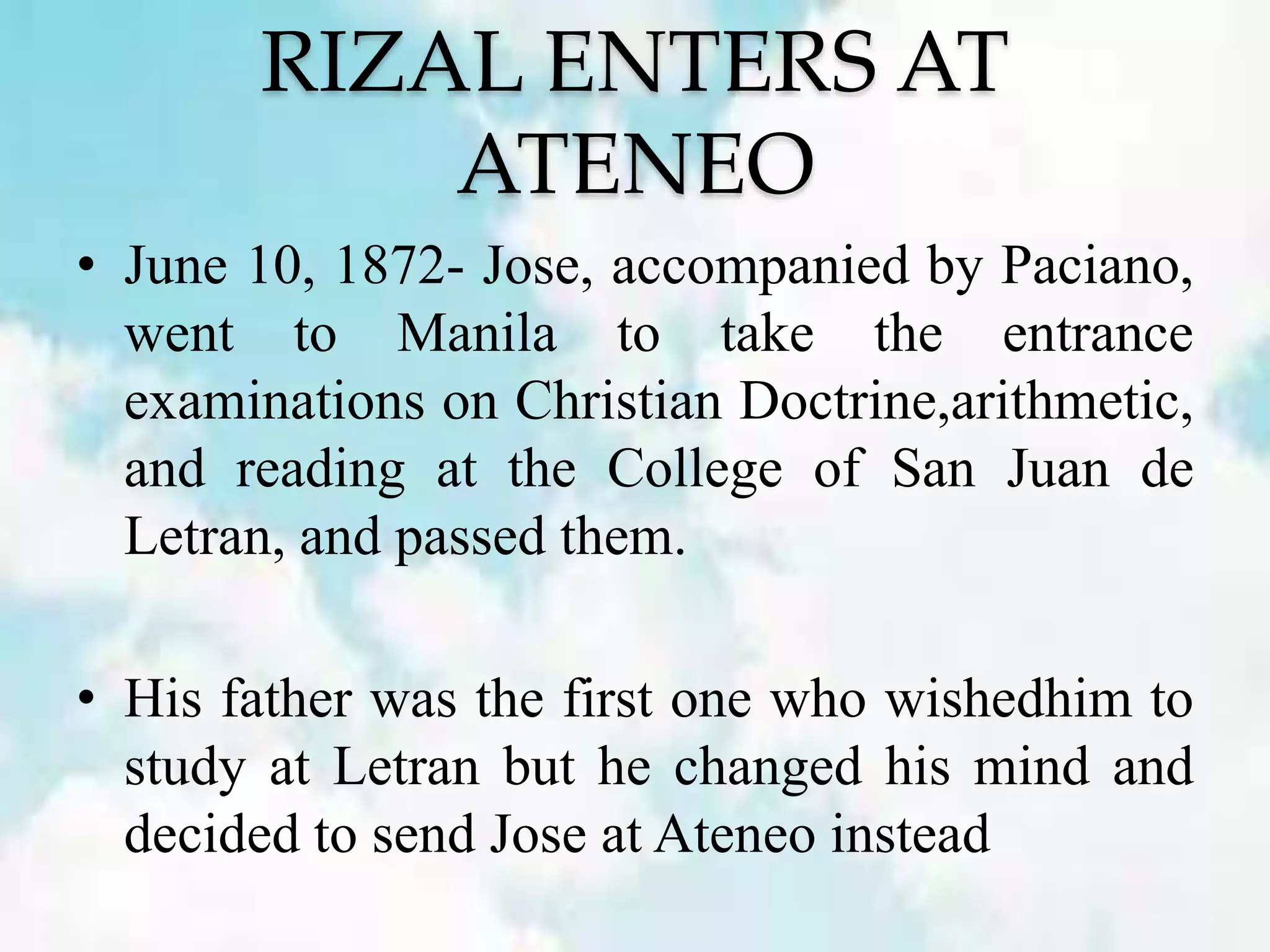 Jose Rizal's educational experiences | PPTX