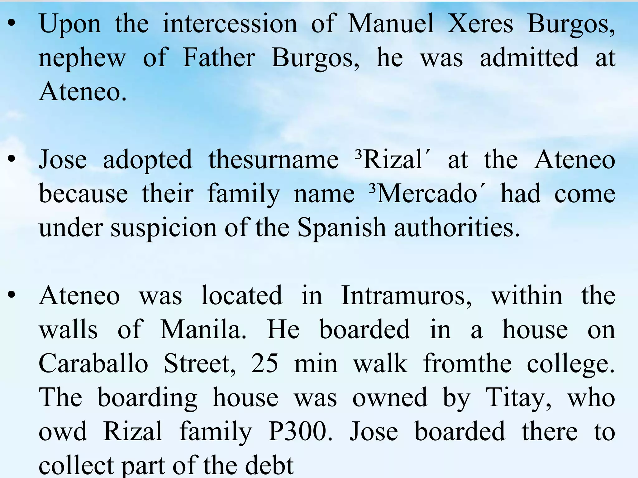 Jose Rizal's educational experiences | PPTX