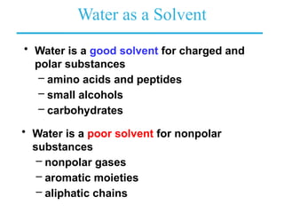 CHEM 421 - Biochemistry I (Chapter 2 - Water and Buffer) | PPTX